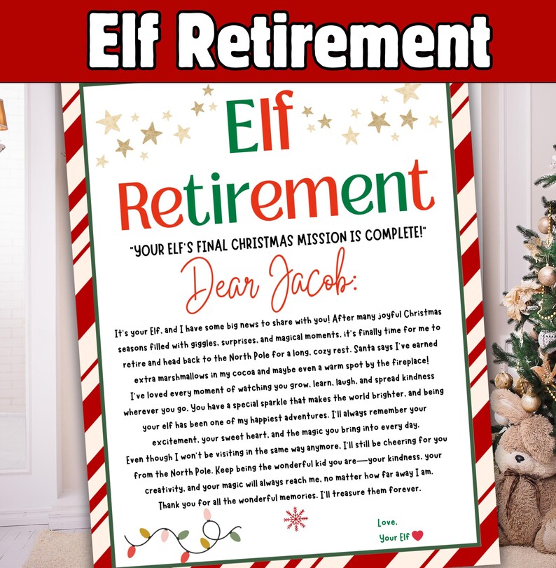 Goodbye to Retiring Elf Letter, Editable Elf Retirement Letter, Elf Not ...