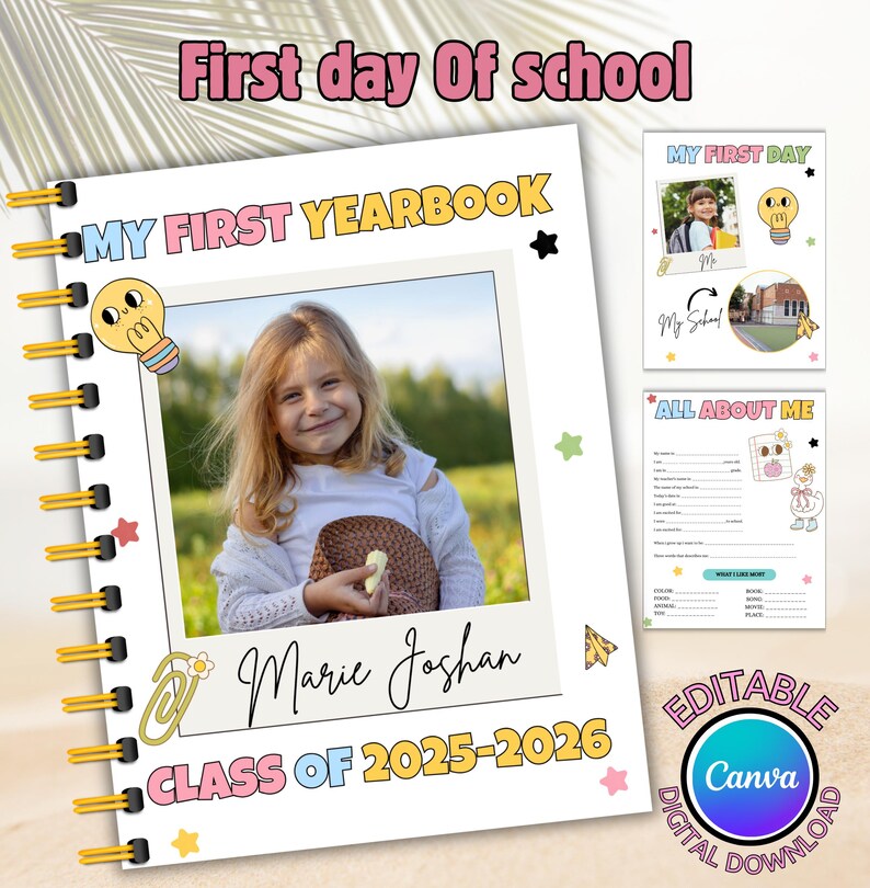 Editable First Day of School/ Preschool Memory Book Printable, Pre-k ...