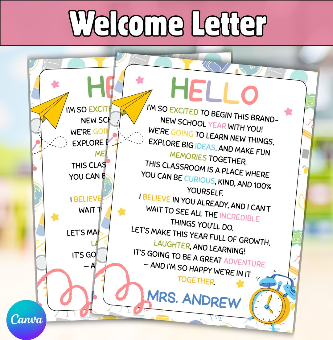 Welcome Back to School Letter for Students, First Day of School Welcome ...