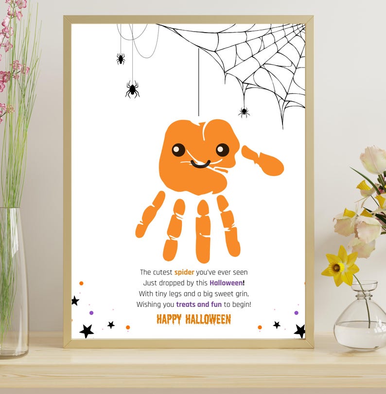 Halloween Spider Handprint Craft – Toddler Keepsake, Handprint Craft ...