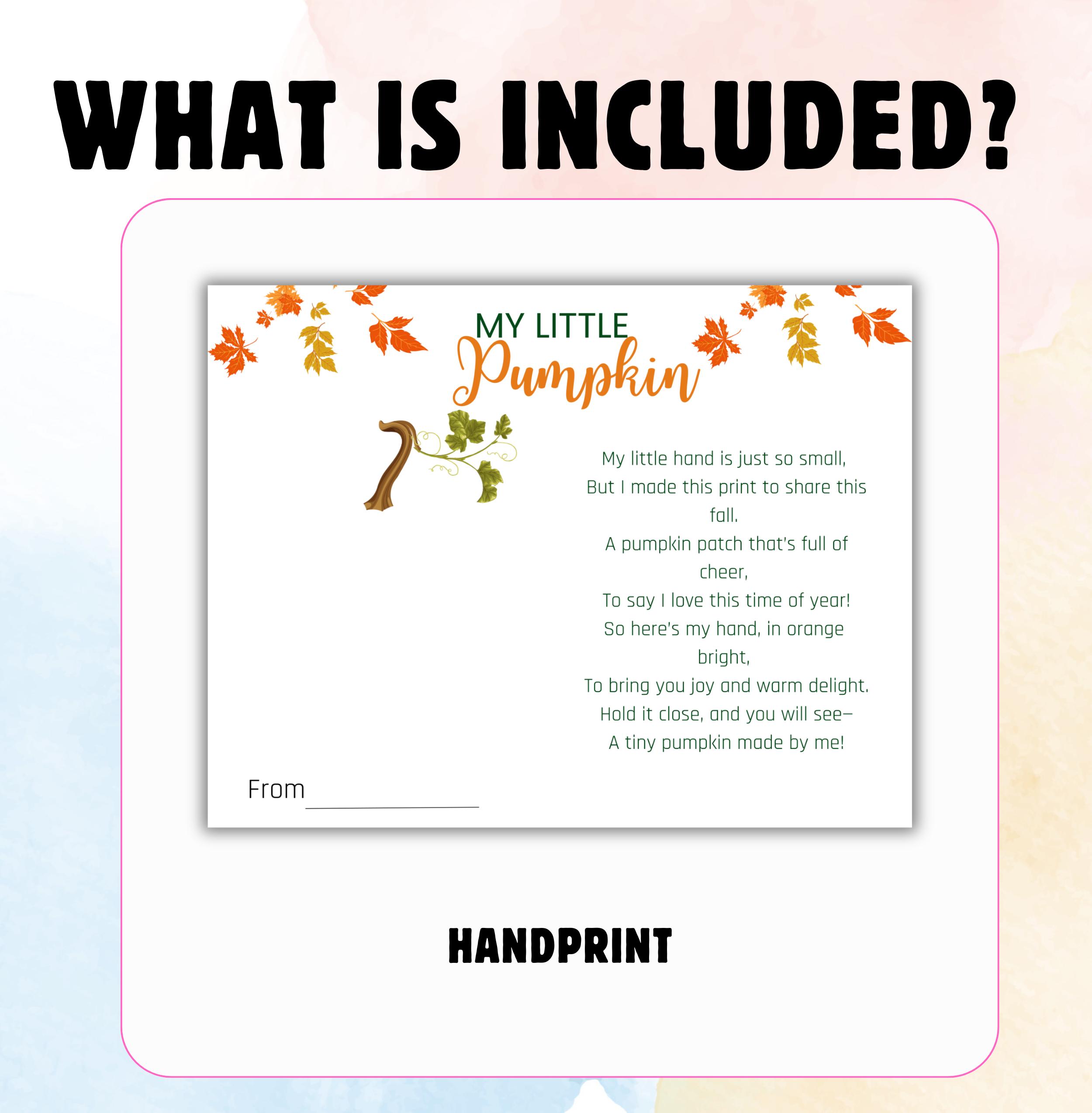 A Little Pumpkin Poem Handprint Printable, DIY Pumpkin Kids Poem Craft ...
