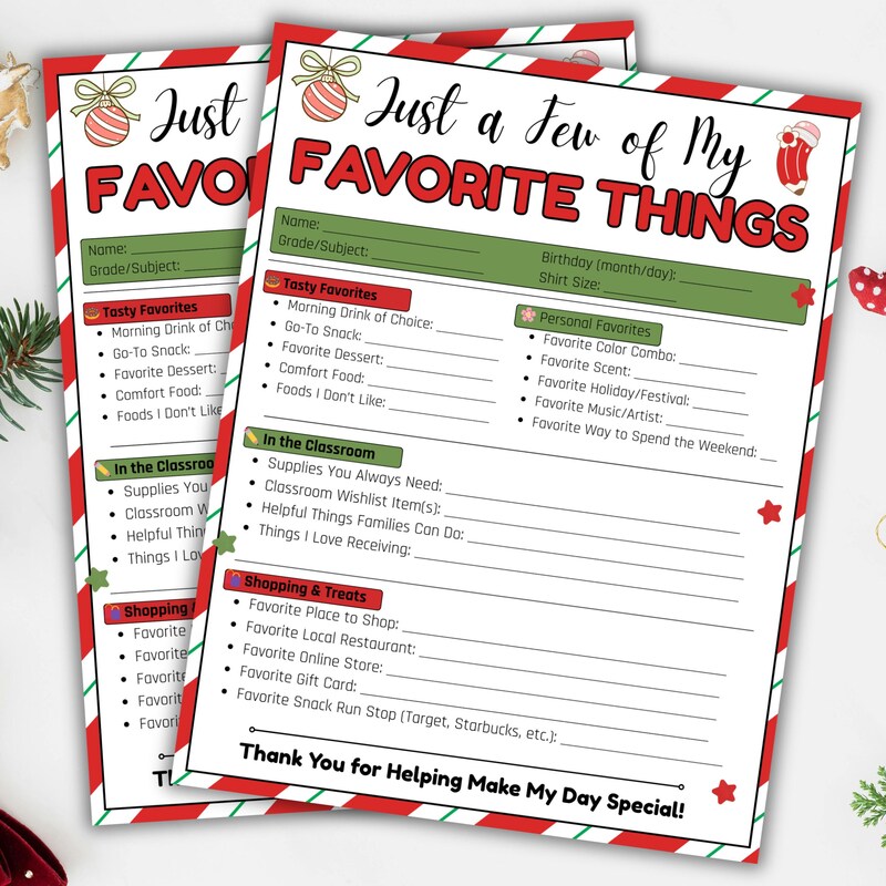 A Few of My Favorite Things Printable - Etsy
