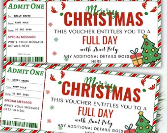 Christmas Fun Day Ticket Editable Template, Surprise Day of Fun With ...