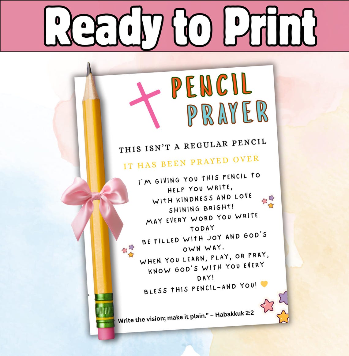 Pencil Prayer Tag, Backpack Blessing Kit, Back to School Blessing ...