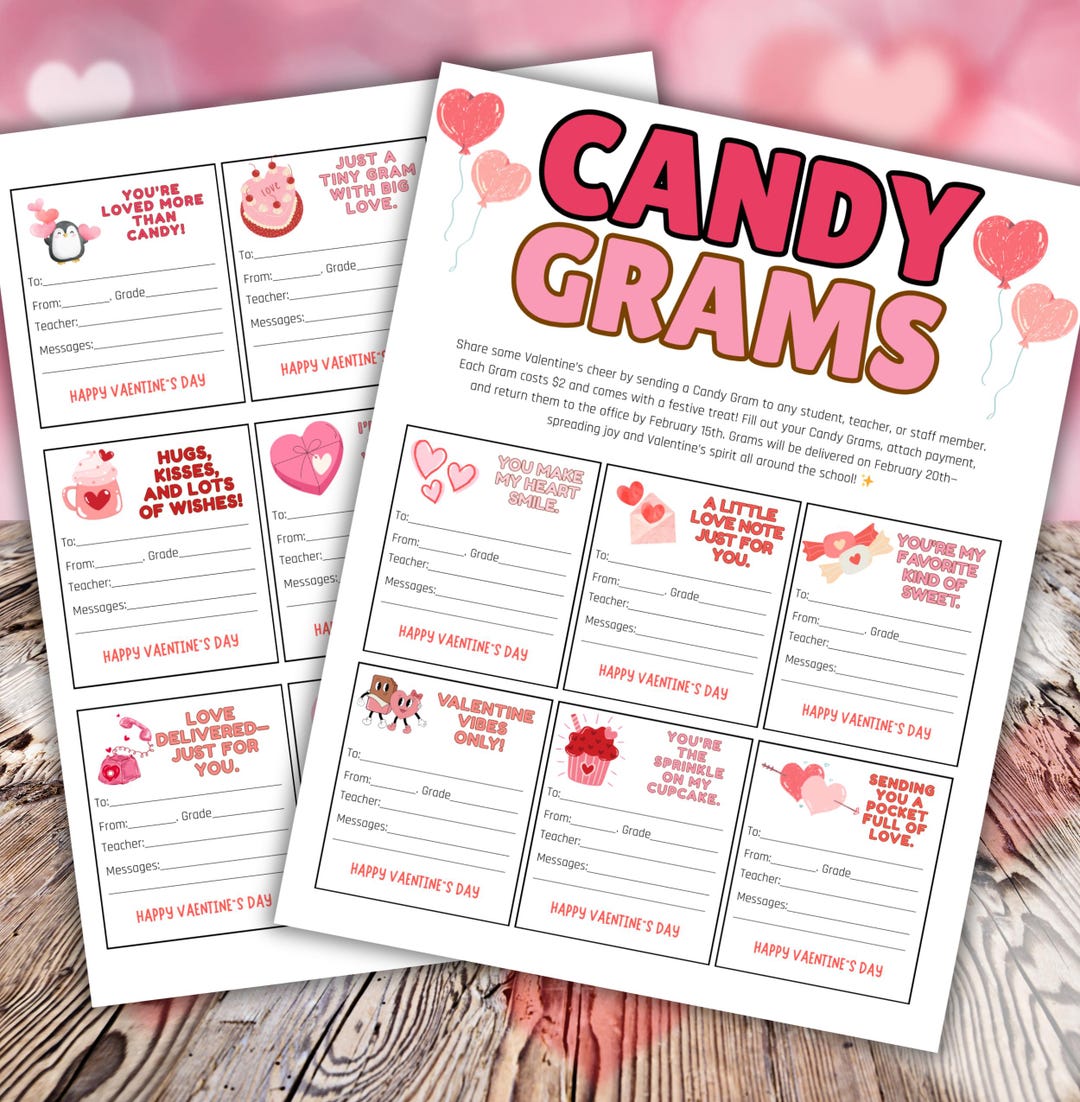 Valentines Day Candy Gram, Valentine's Day Candy Gram PTO, Valentine ...