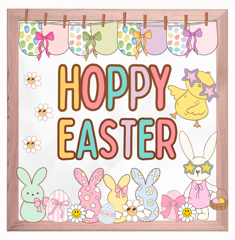 Hoppy Easter Bulletin Board Kit | March Bulletin Board | Seasonal ...