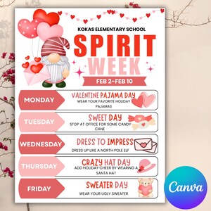 Valentine's School Spirit Week Flyer, PTO Schedule, February Itinerary ...