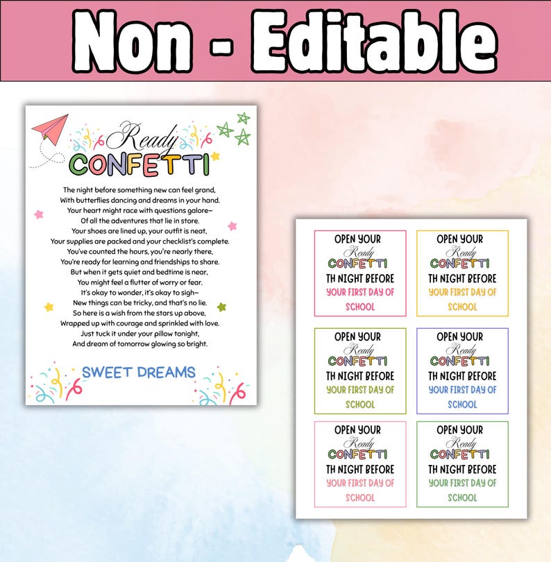 Bestseller Ready Confetti Letter Printable, Night Before School Gift ...