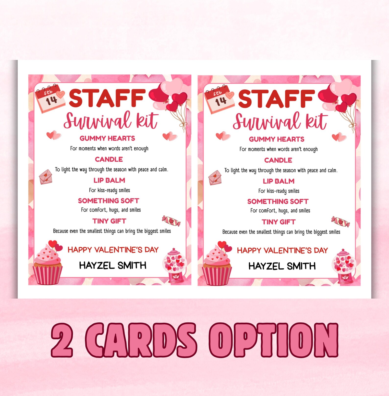 Editable Valentine Staff Survival Kit Tag , Funny Workplace Valentine ...