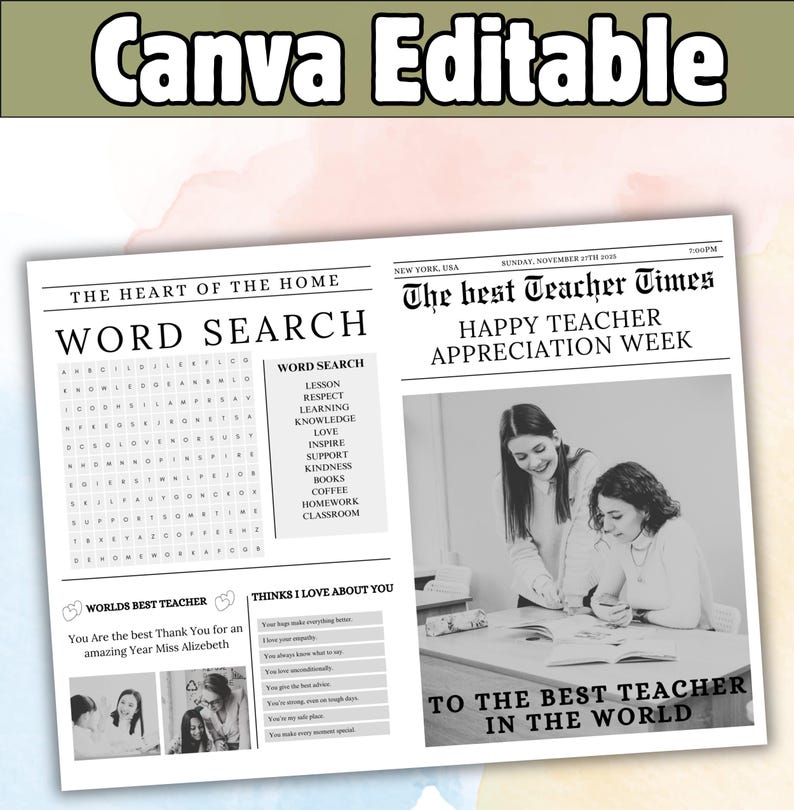 Bestseller Teacher Appreciation Week Newspaper Template, Flower Bouquet ...
