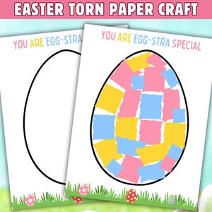 Easter Torn Paper Egg Crafts for Kids, Printable DIY Torn Paper Art ...