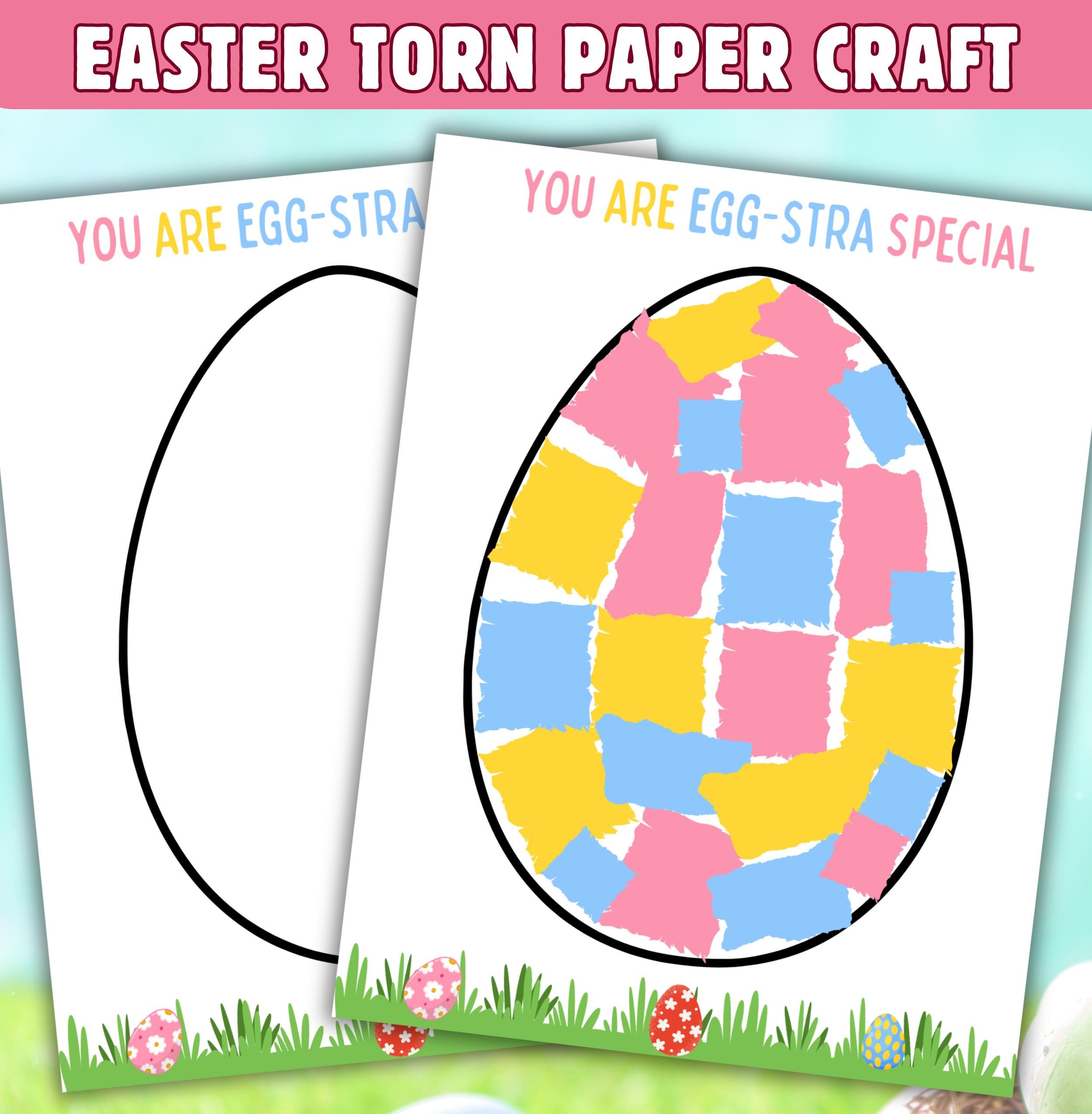 Easter Torn Paper Egg Crafts for Kids, Printable DIY Torn Paper Art ...