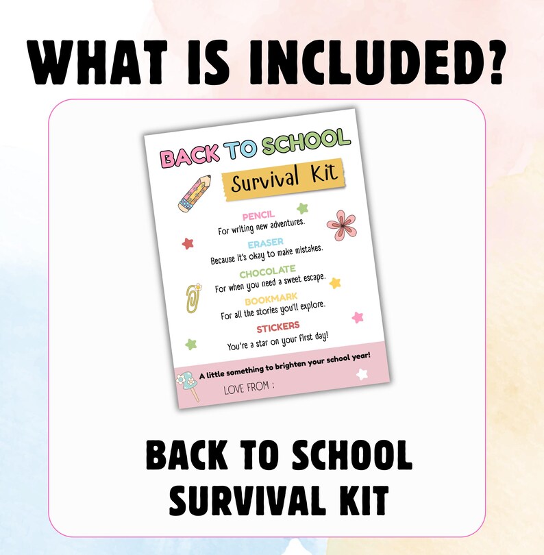 EDITABLE Back to School Survival Kit, First Day of School Gift Tag ...