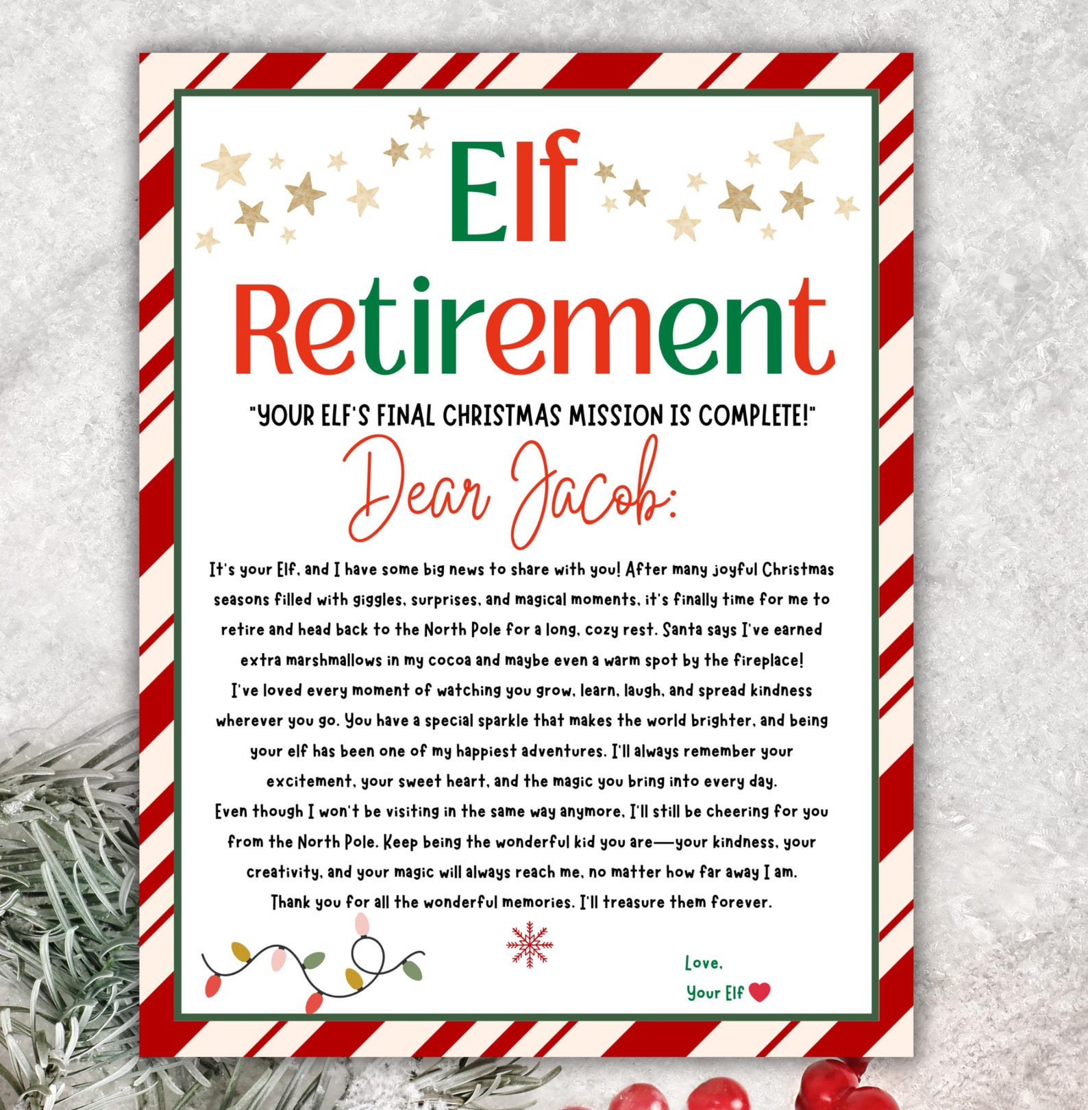 Goodbye to Retiring Elf Letter, Editable Elf Retirement Letter, Elf Not ...