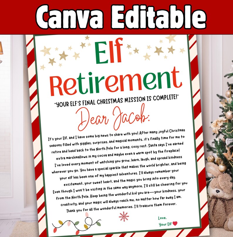 Goodbye to Retiring Elf Letter, Editable Elf Retirement Letter, Elf Not ...