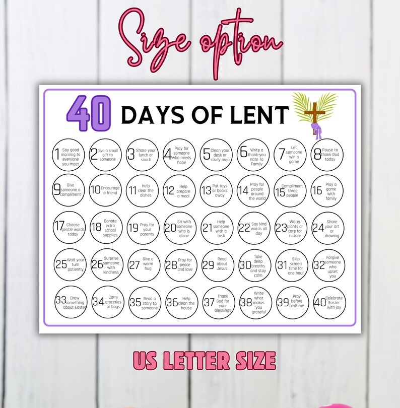 40 Days of Lent Countdown Calendar for 2026| Lent Countdown Calendar ...