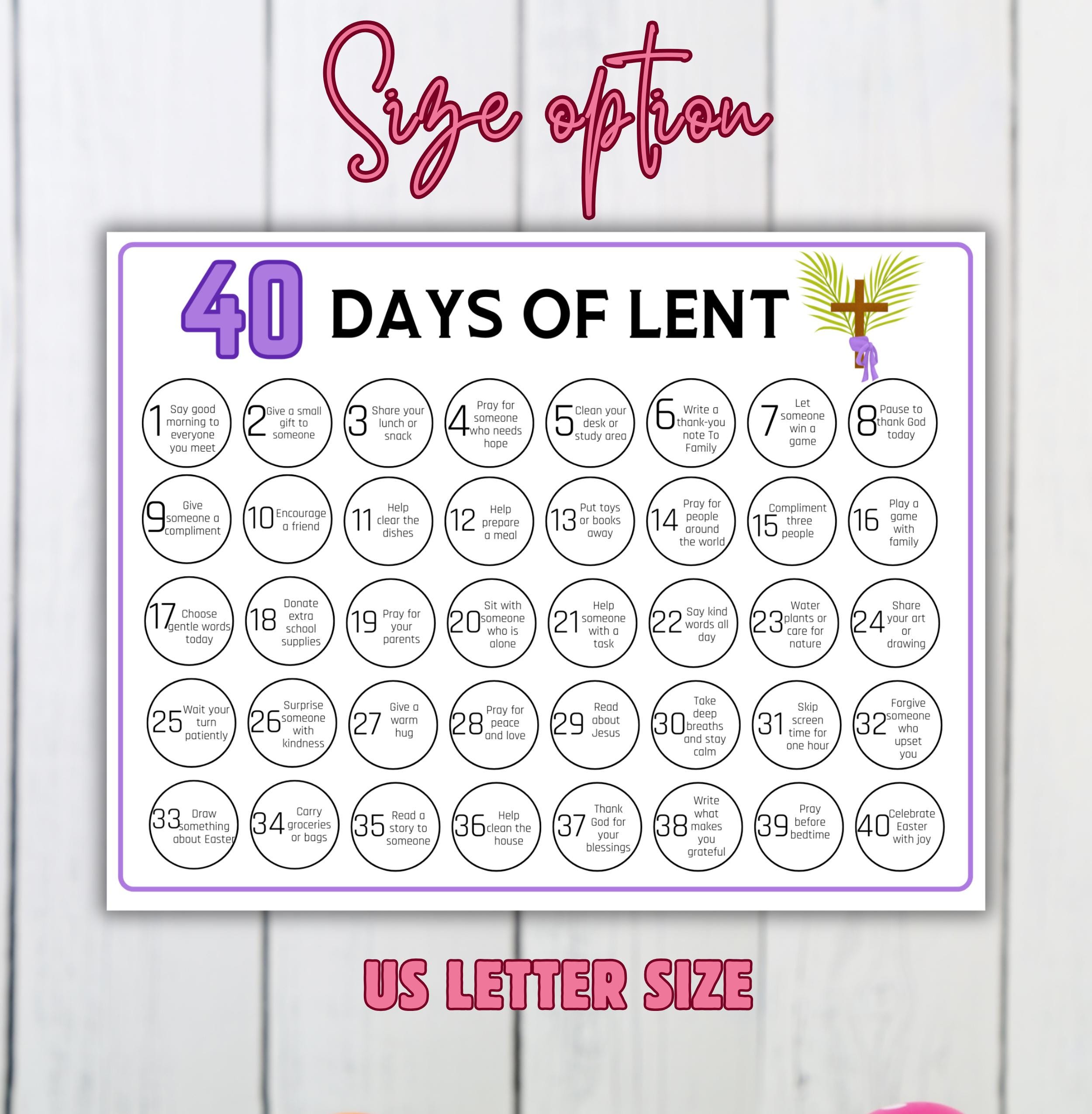 40 Days of Lent Countdown Calendar for 2026| Lent Countdown Calendar ...