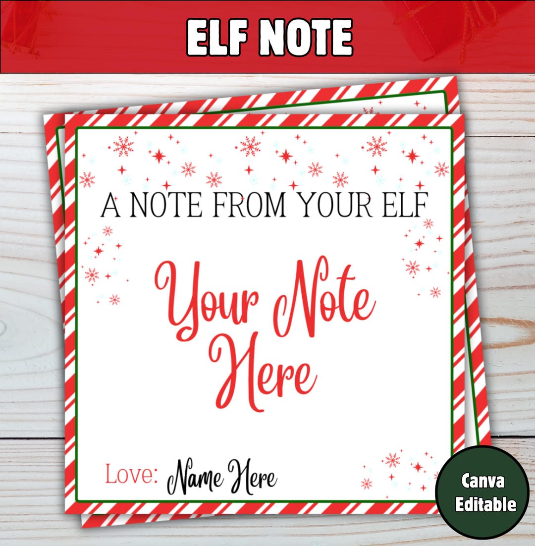 Christmas Elf Note Printable Editable Elf Letter Template Holiday Elf ...