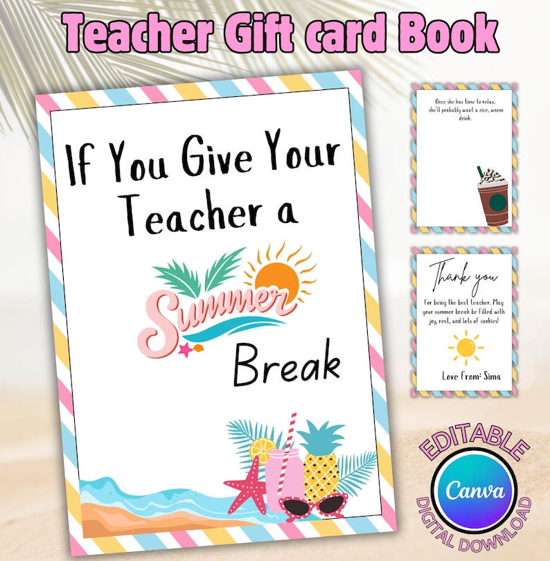 If You Give Teacher a Summer Break, Gift Card Book for Teacher, End of ...