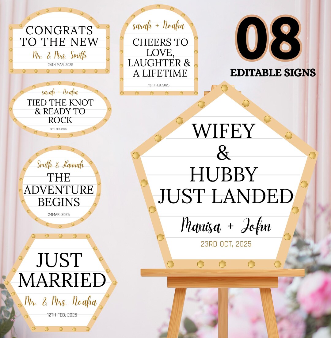 Beige Wedding Marquee Sign Template, Wedding Bottle Service Sign ...