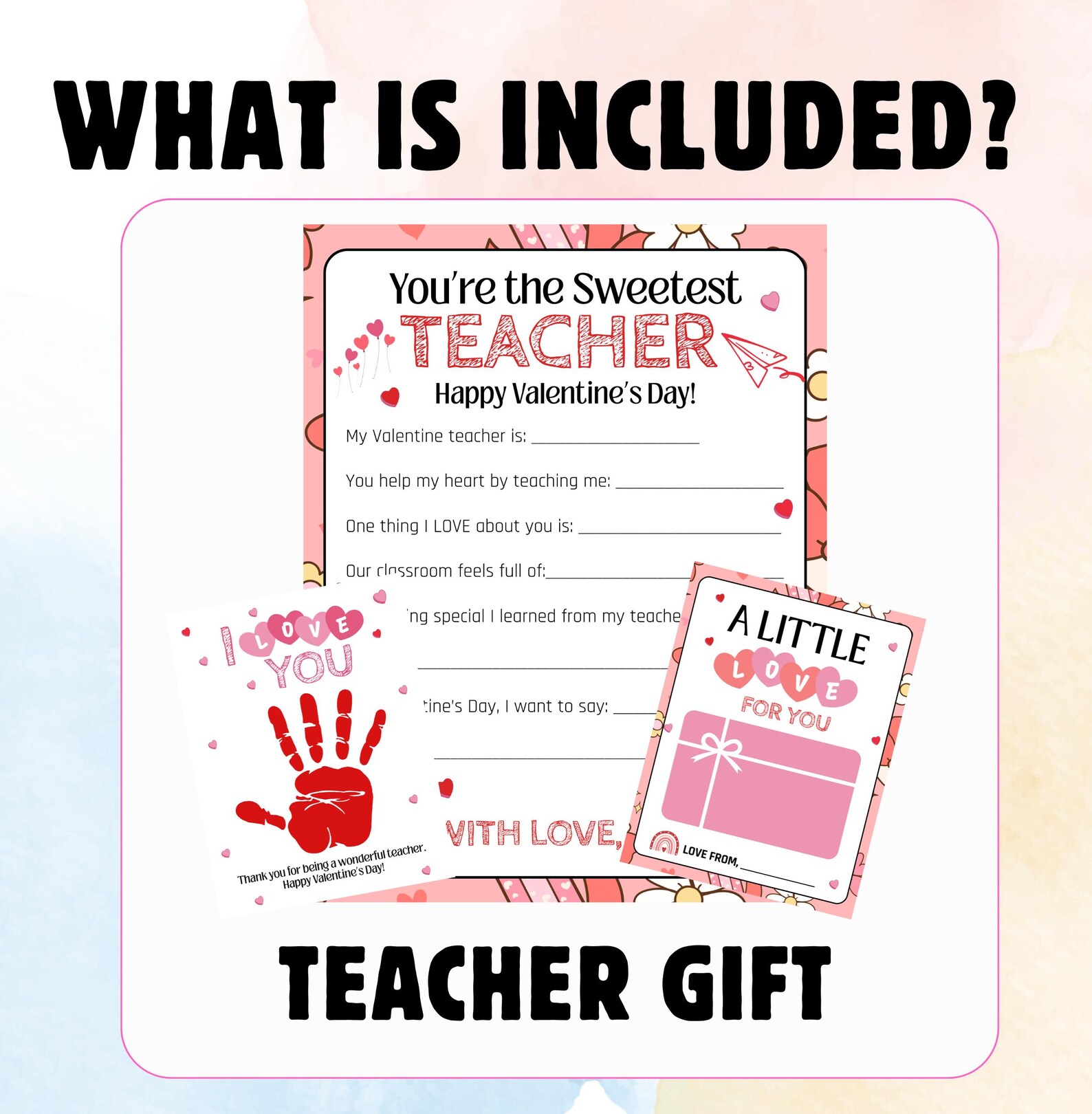 Valentine About My Teacher Printable, Teacher Gift Card, Teacher ...