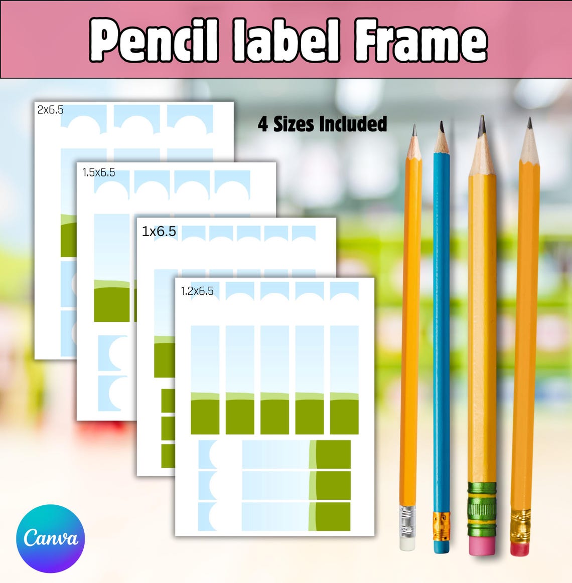 Bestseller Pencil Wrap Template Canva, Pencil Label Template,printable ...