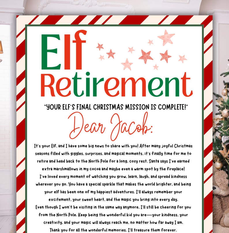 Editable Elf Retirement Letter, Elf Not Visiting, Elf New Mission ...
