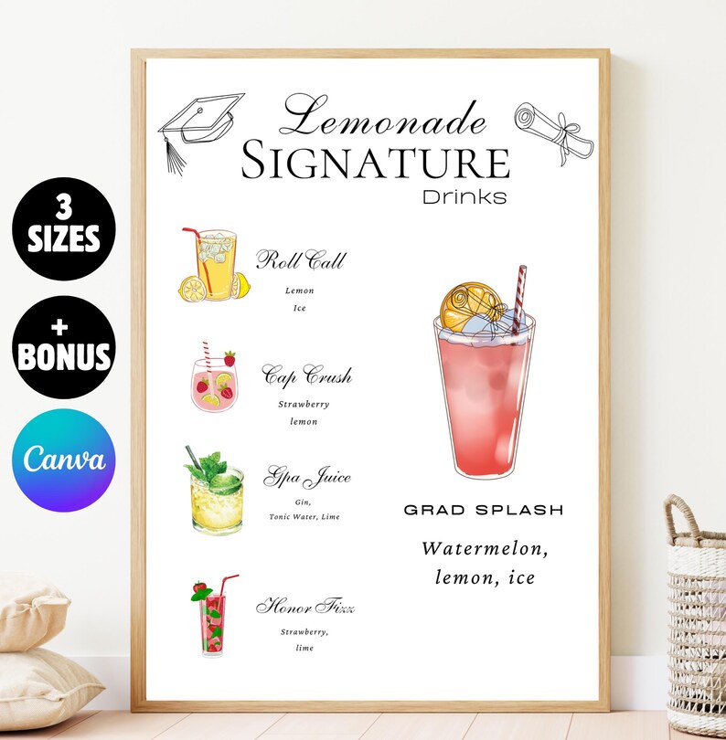 Bestseller Graduation Lemonade Bar Sign, Grad Party Drink Station Sign ...
