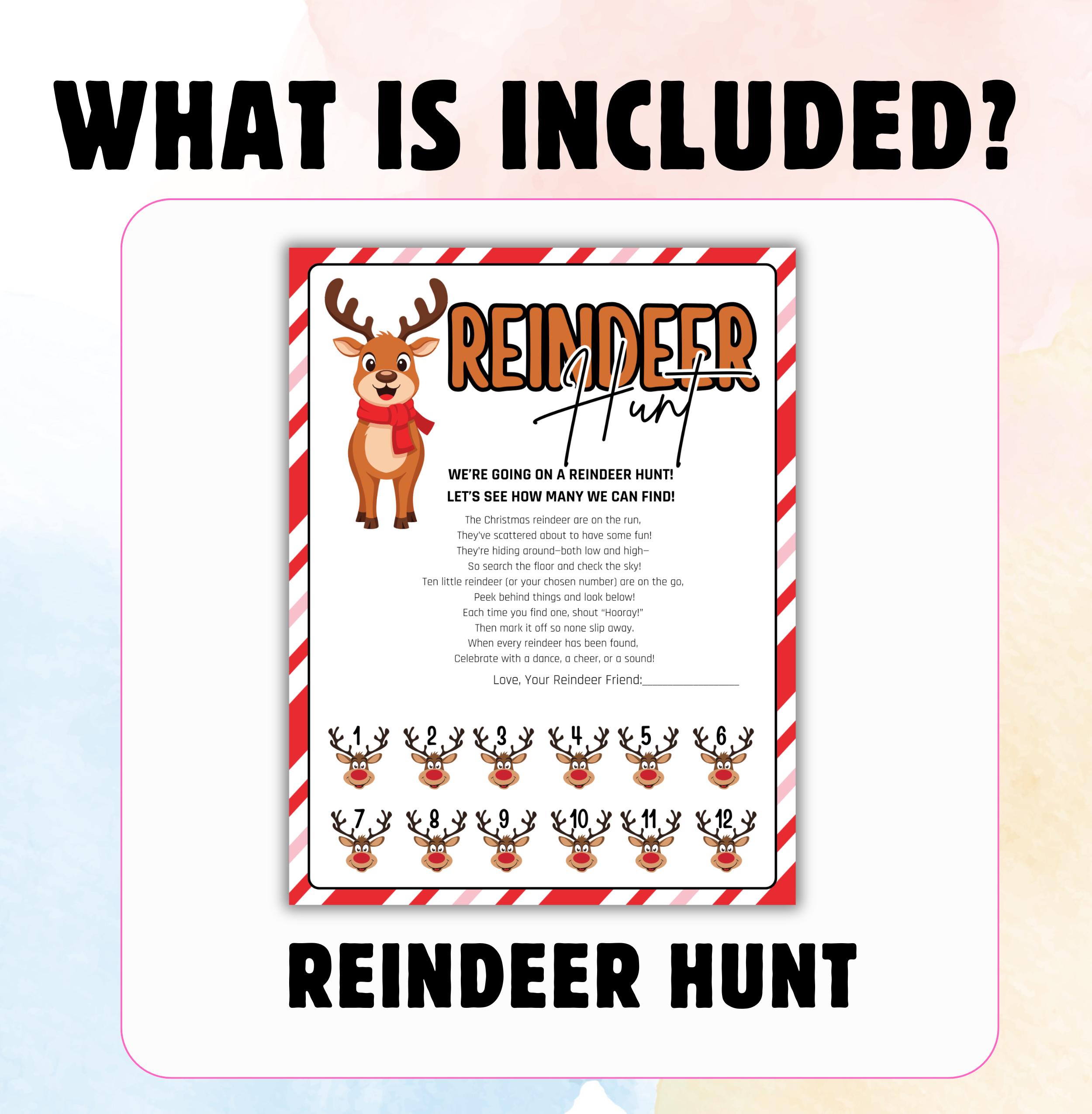 Christmas Reindeer Scavenger Hunt Printable for Kids, Kids Hunt ...