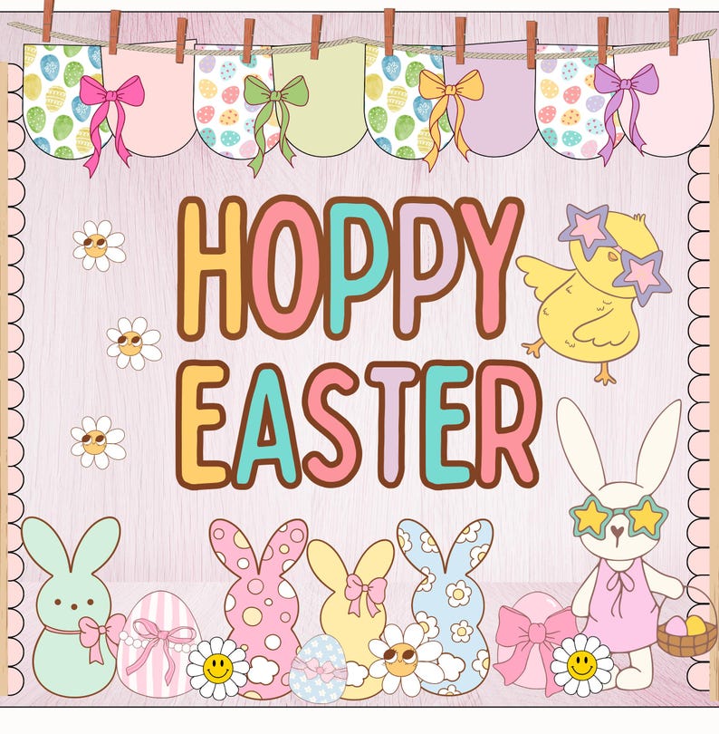 Hoppy Easter Bulletin Board Kit | March Bulletin Board | Seasonal ...