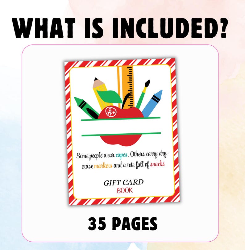Teacher Appreciation Gift Card Book, Printable Teacher Gift Card ...