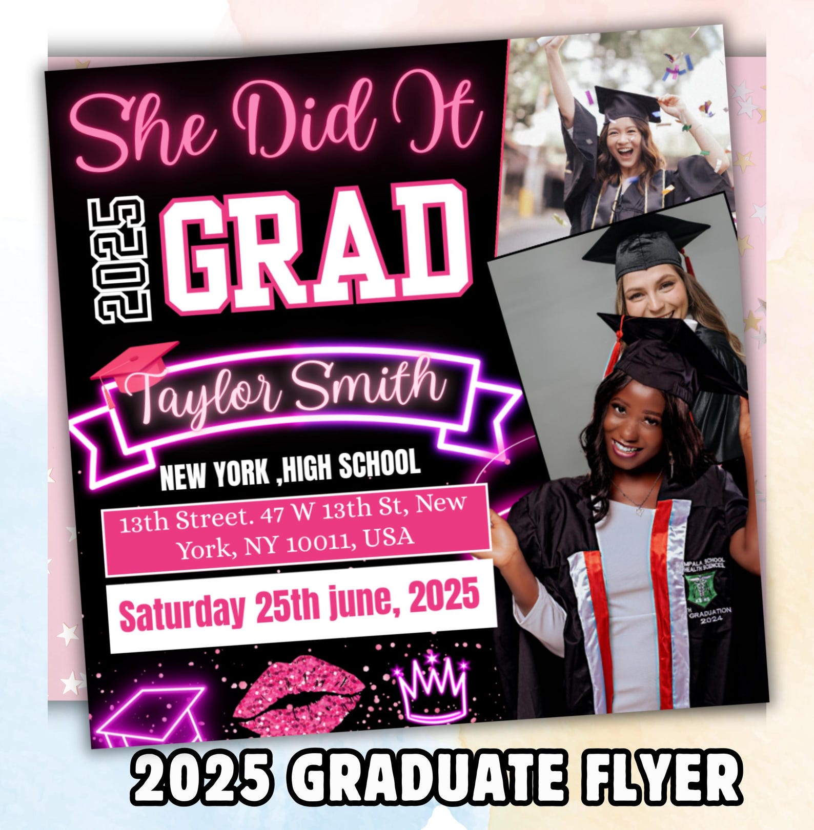 TRENDY Graduate Flyer, Graduation Party, Graduation Invitation, College ...