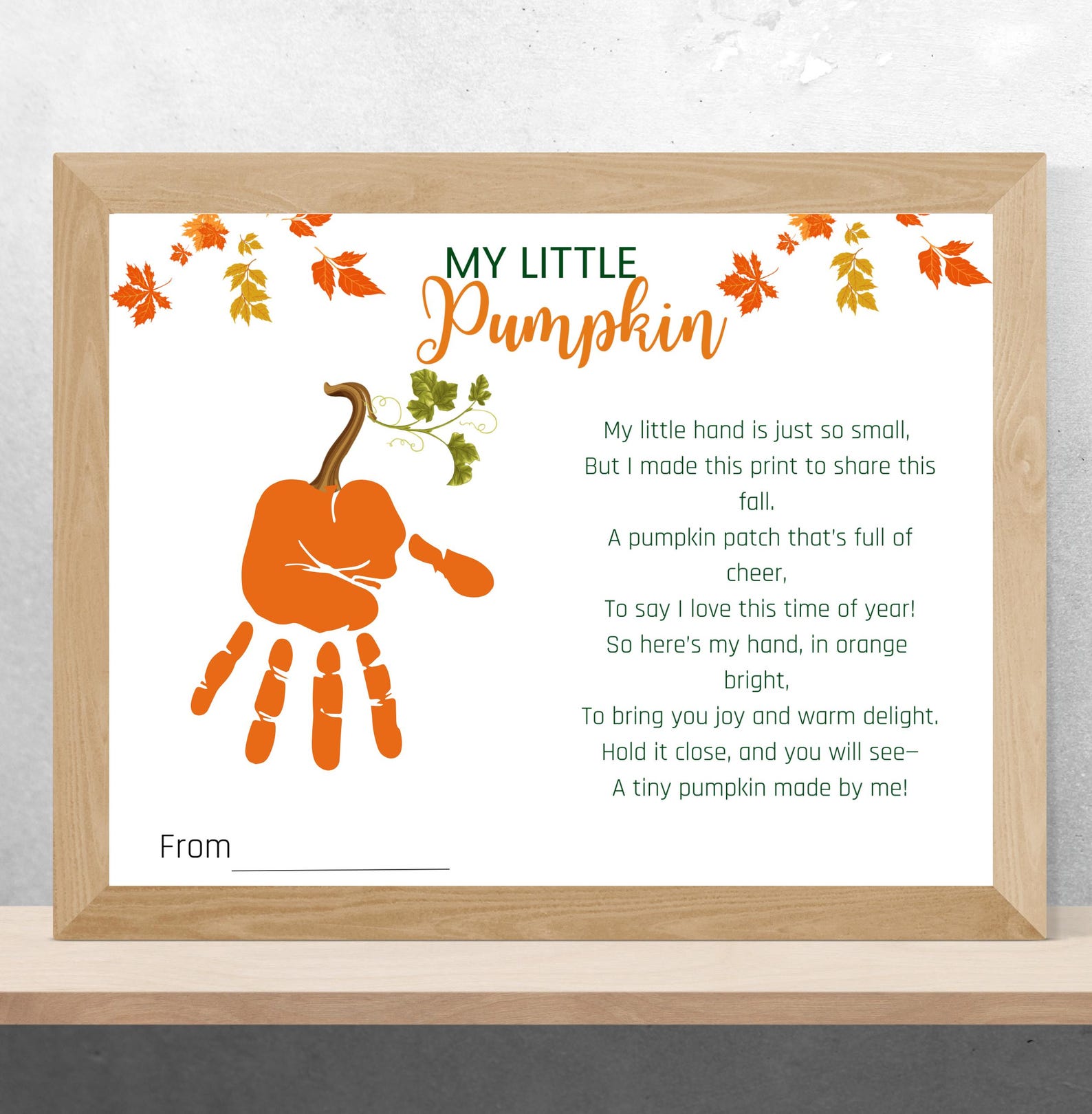 A Little Pumpkin Poem Handprint Printable, DIY Pumpkin Kids Poem Craft ...