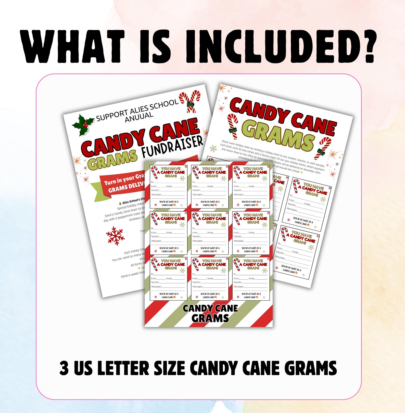 Editable Candy Cane Gram Canva Template, Holiday Christmas Grams ...