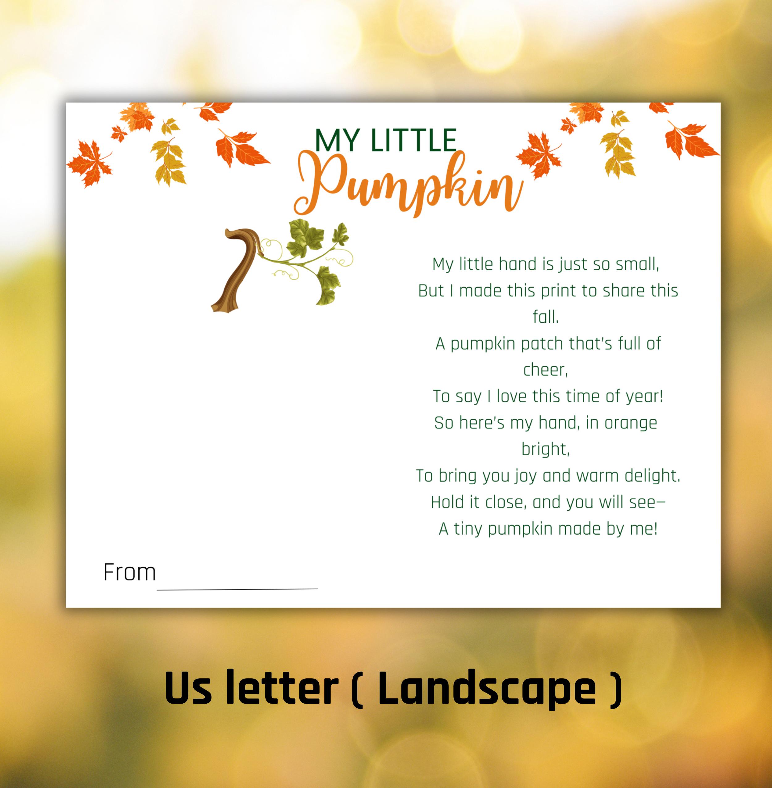 A Little Pumpkin Poem Handprint Printable, DIY Pumpkin Kids Poem Craft ...