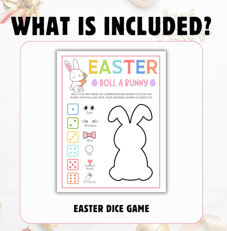 Easter Roll a Bunny Dice Game, Printable Easter Party Game for Kids ...