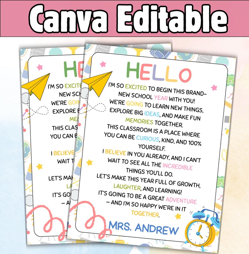 Welcome Back to School Letter for Students, First Day of School Welcome ...