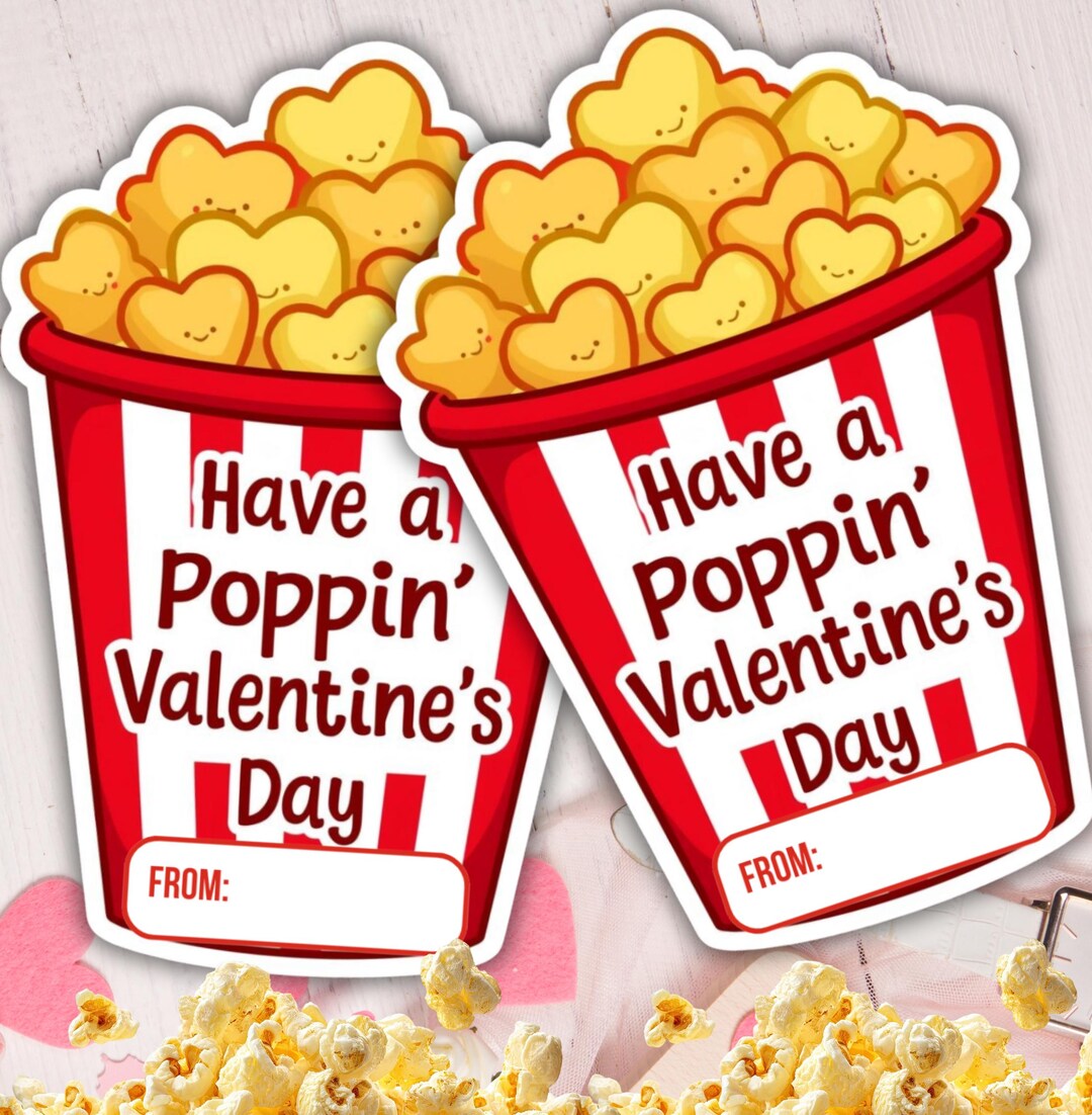 Printable Popcorn Valentine Labels | Editable Valentine Treat Tags ...