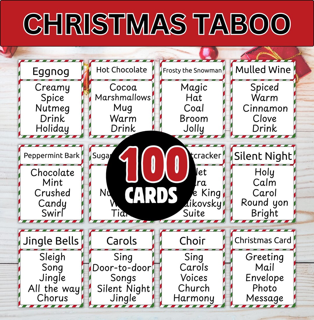 Christmas Taboo Game Printable Holiday Party Game With 100 Cards Fun ...