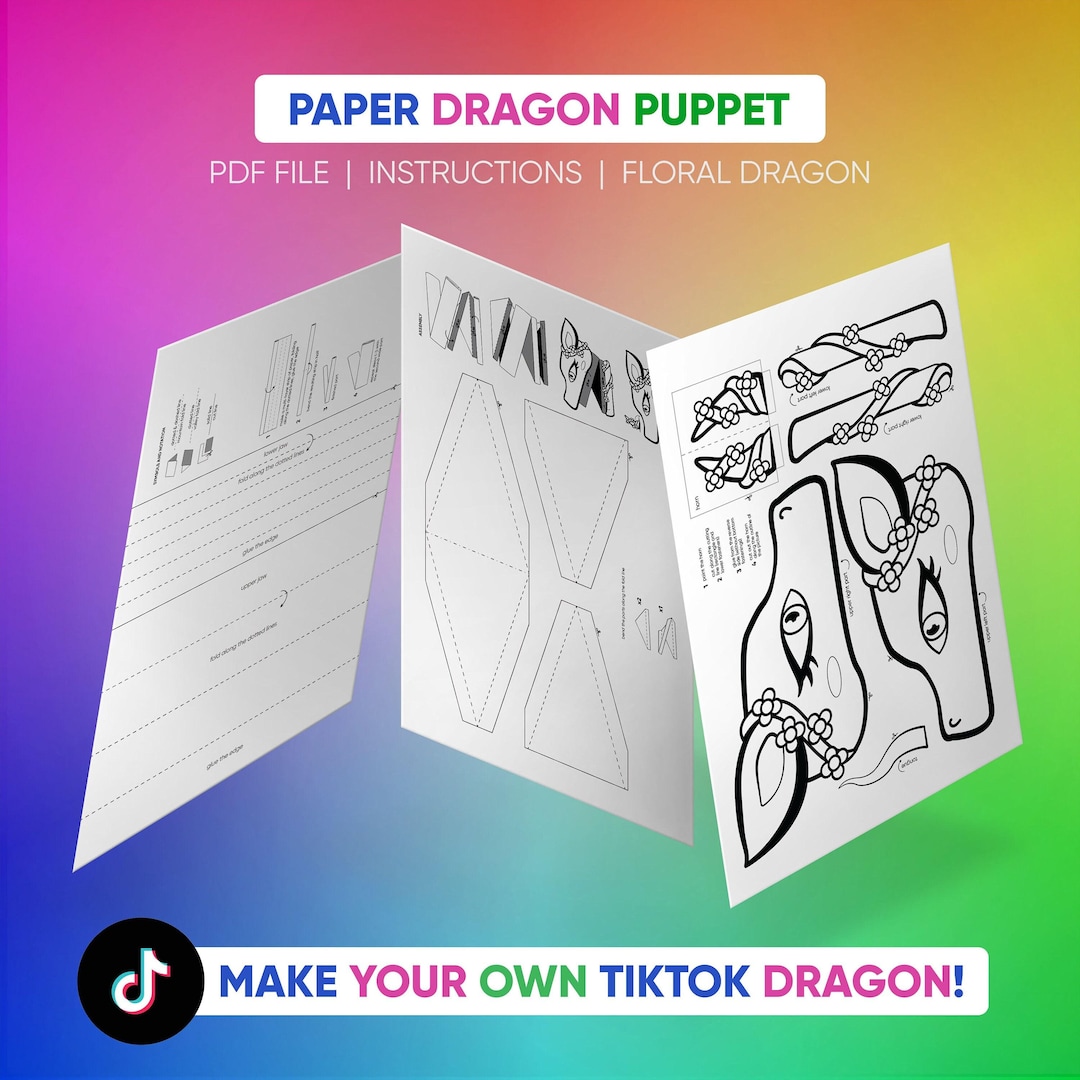 PAPER DRAGON Puppet Flora | DIY Printable Craft | Print-ready Pdf-file ...