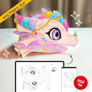 Paper Dragon Puppet Bubble | DIY Printable Craft | Print-ready Pdf-file ...