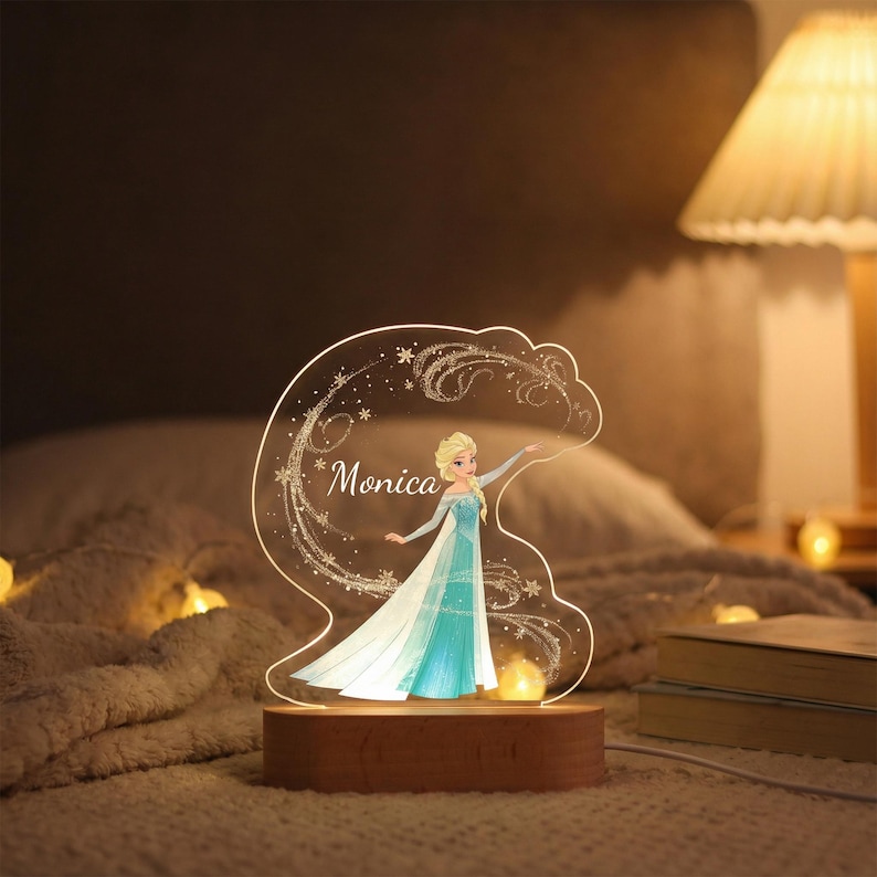 Custom Elsa (frozen) 3D Illusion Night Light , Princess Themed Holiday ...