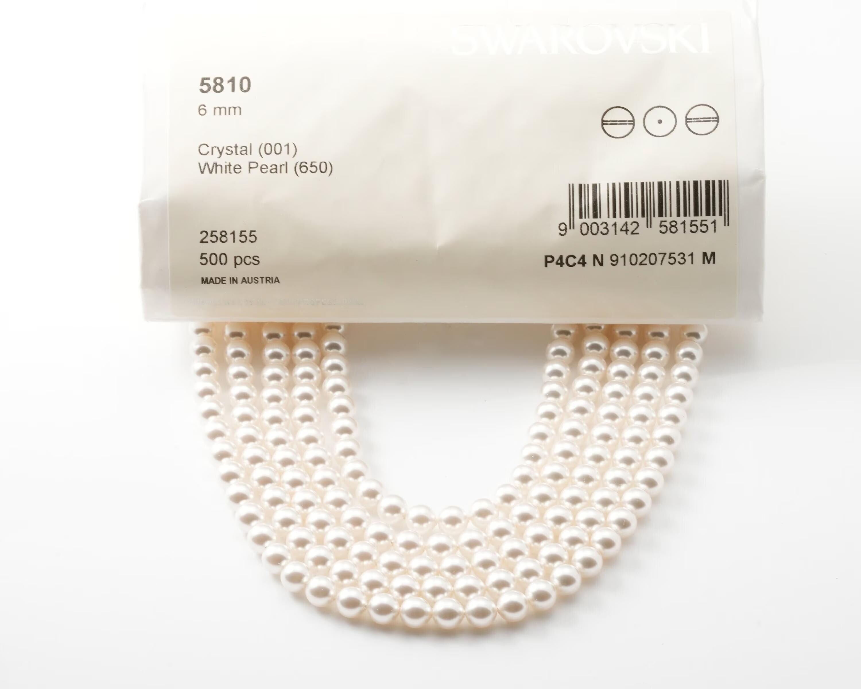 Genuine Swarovski 5810 White Pearl Beads, Round Crystal 3mm–12mm ...