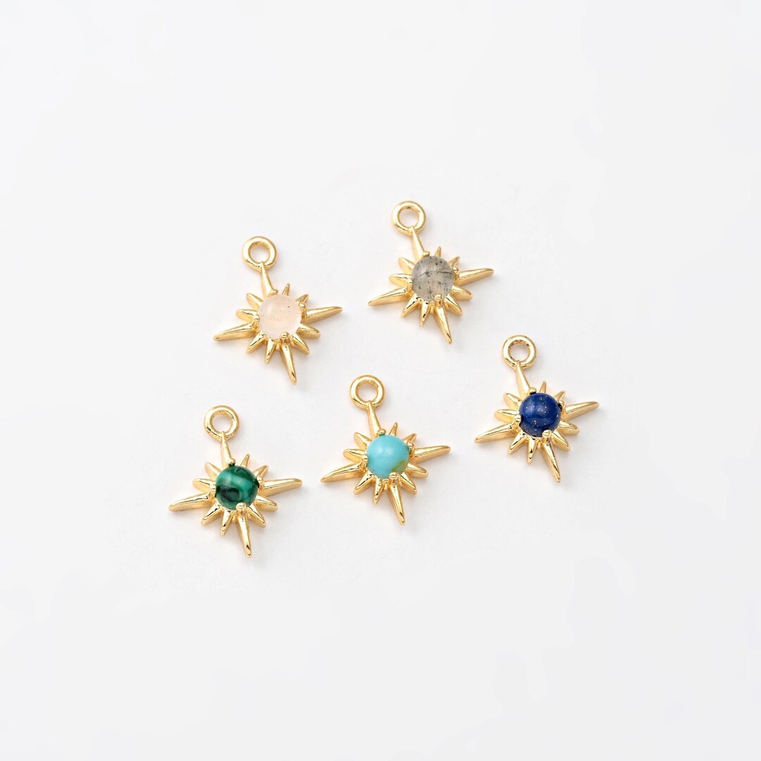 2PCS - Star Gemstone Dangle Charm, Mini Star Stone Pendant, Jewelry ...