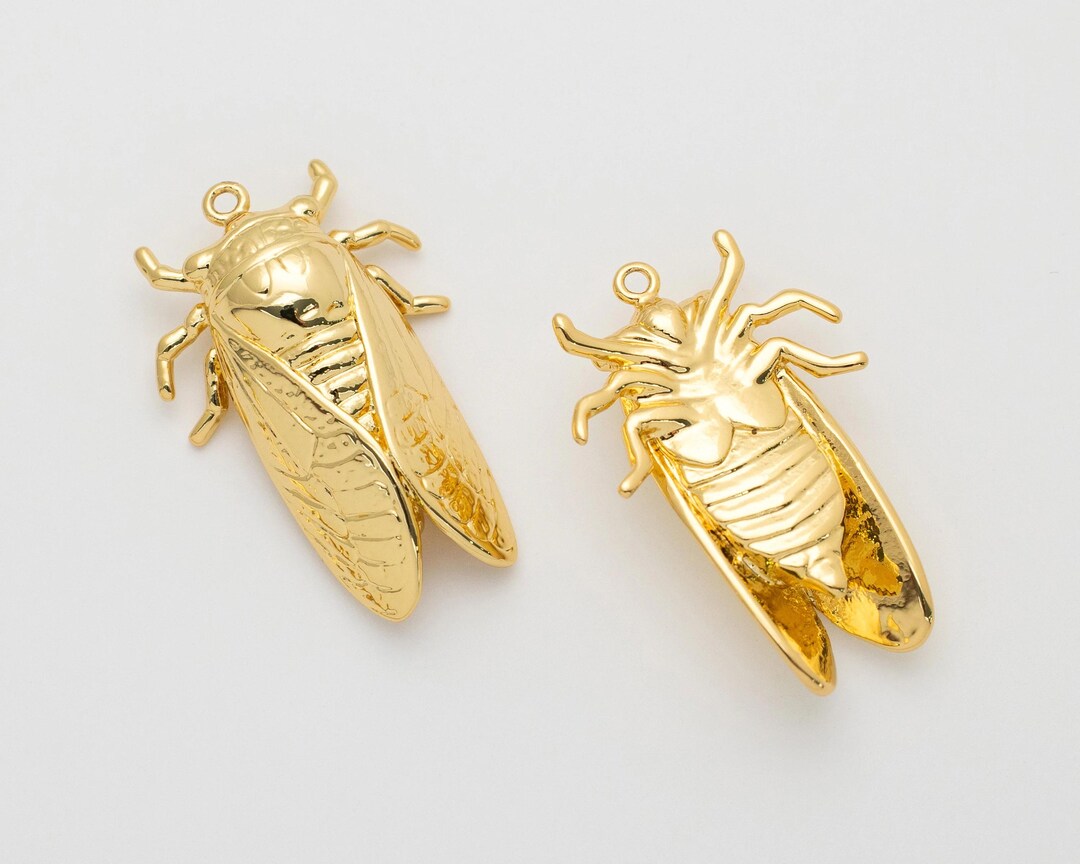 1PC - Gold Cicada Charm, Large Brass Cicada Charm, Brass Cicada Pendant ...
