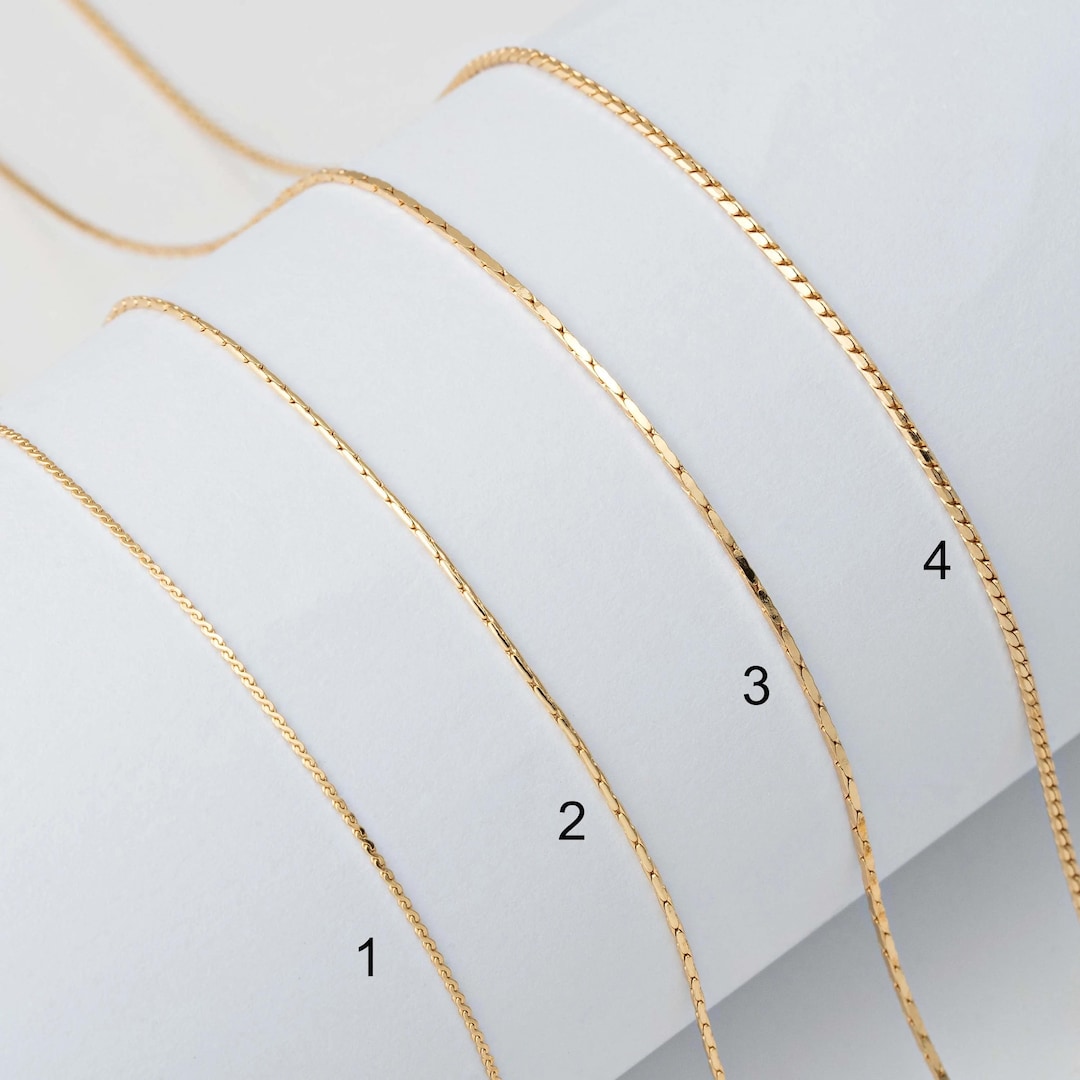 1PC - 16"+2" Thin Snake Finished Chain Necklace, Tube Shape Link Chain ...