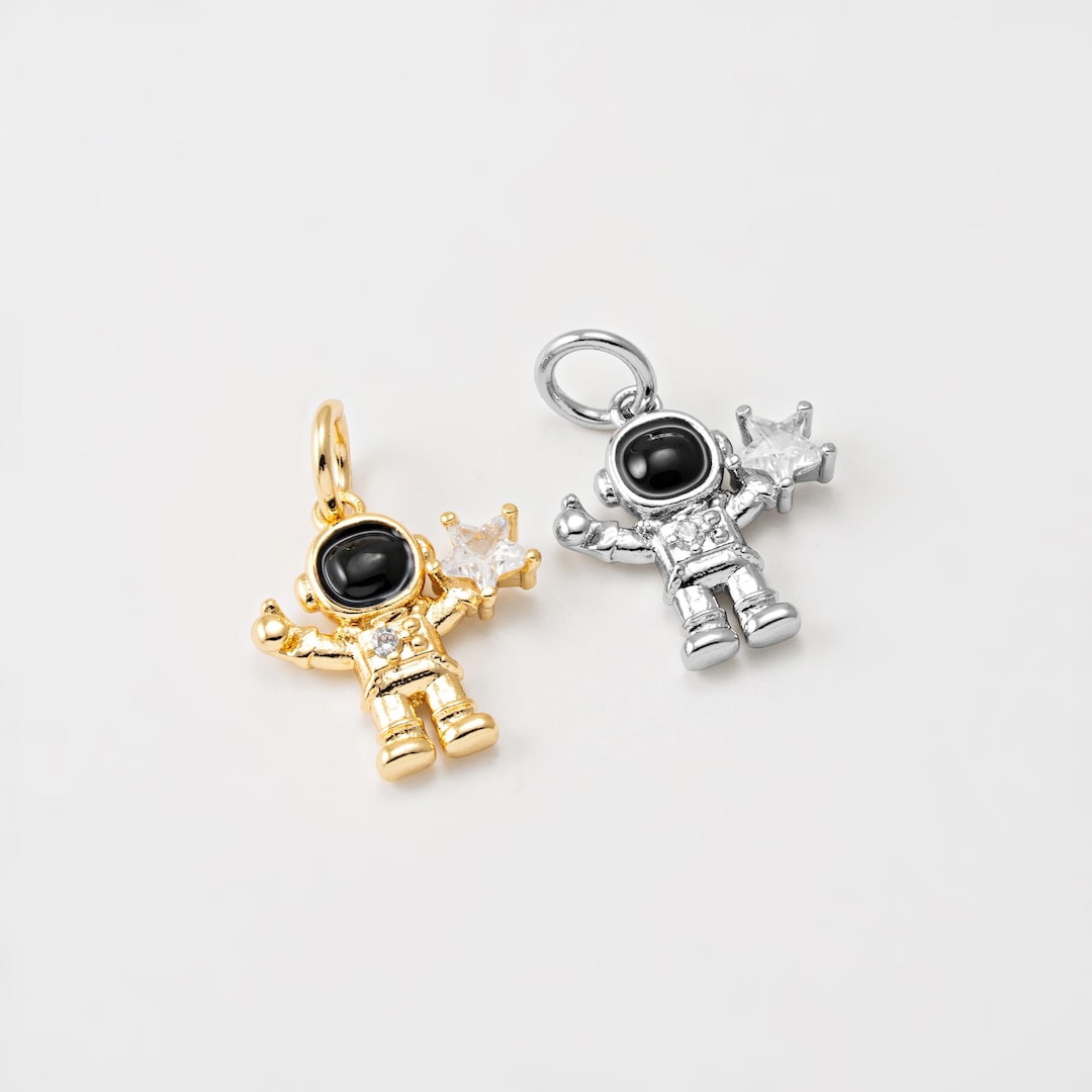 1PC - Astronaut Dangle Charm, Spaceman Pendant, Crystal Cubic Star ...