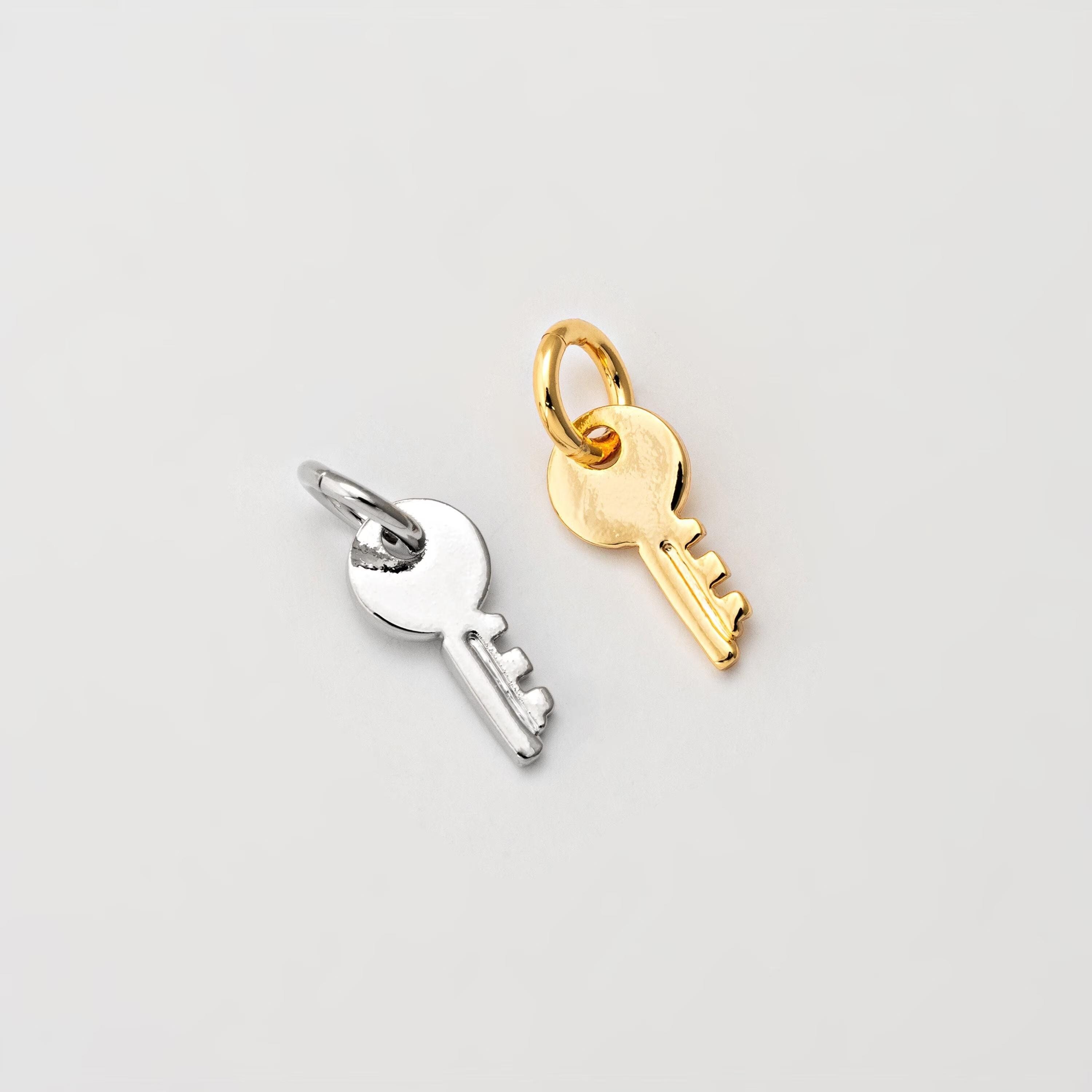 4PCS - Mini Key Charm Pendant, Small Metal Key Dangle for Necklace ...