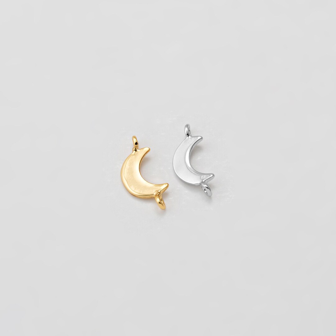 2PCS - Crescent Moon Connector Charm, Double Loop Moon Link, Crescent ...