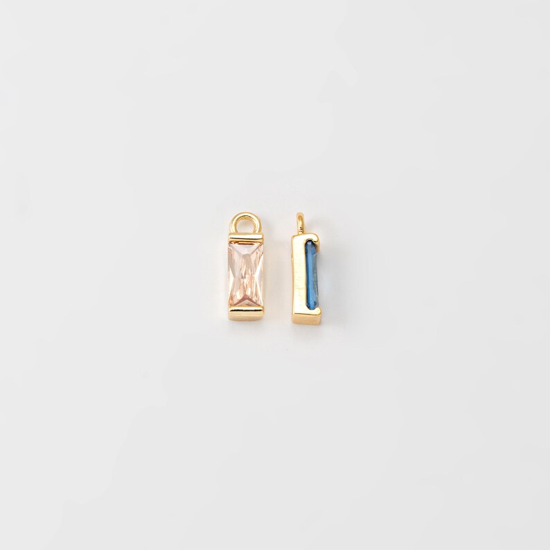 2PCS - Birthstone Bar Charms, Rectangle Crystal Pendant for Each Month ...
